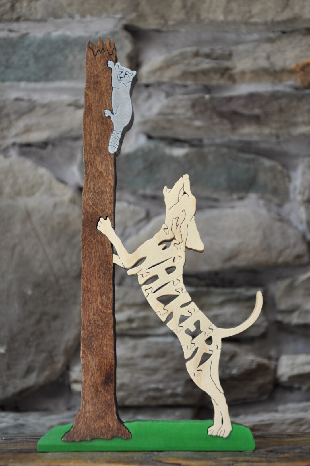 Walker Coonhound Treeing Raccoon Coon Hound Treed Dog Puzzle Wooden Toy ...