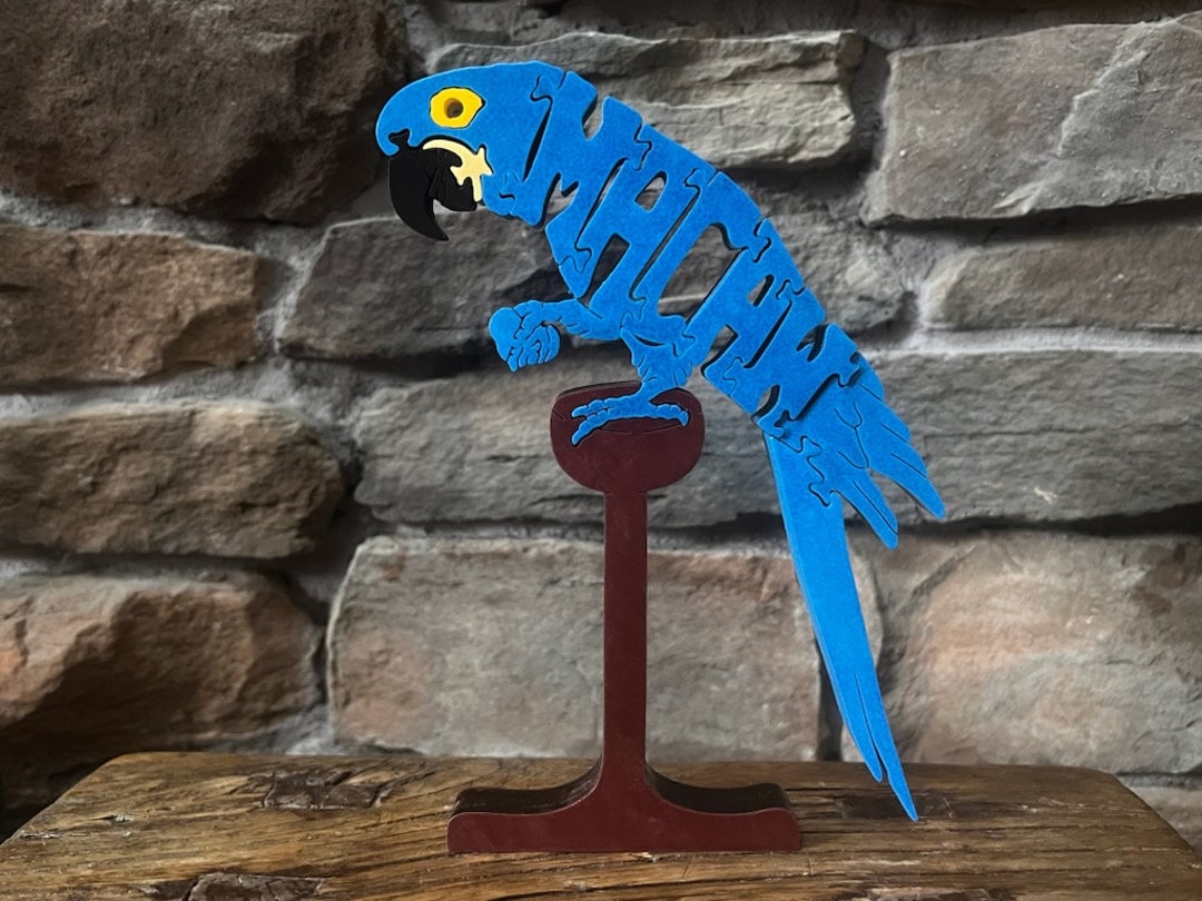 Hyacinth Macaw Parrot Bird Cobalt Blue Puzzle Wooden Toy Hand Cut ...