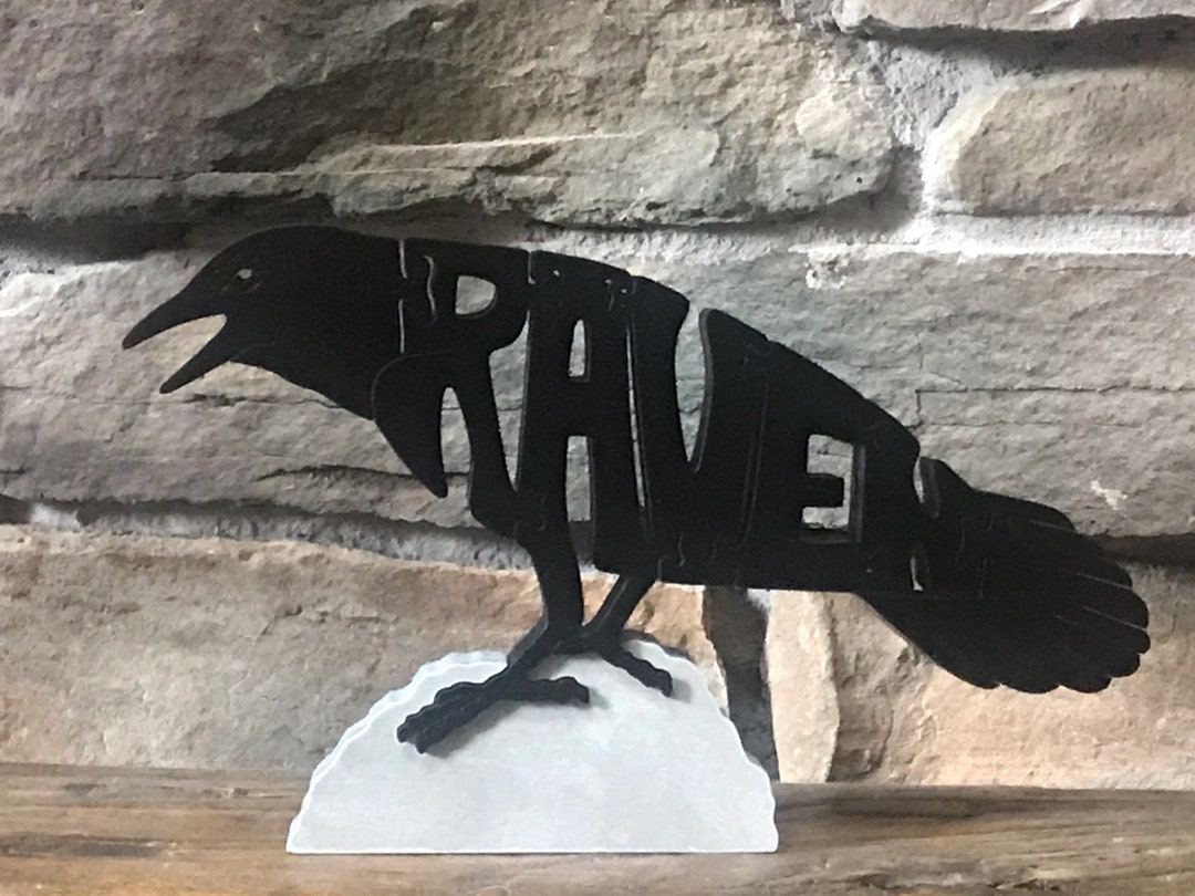Raven Bird Animal Puzzle Wooden Toy Hand Cut With Scroll Saw Figurine ...