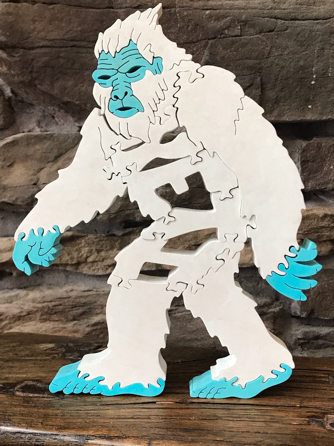 Yeti Abominable Snowman Fun Animal Puzzle Wooden Toy Hand Cut Big Foot ...