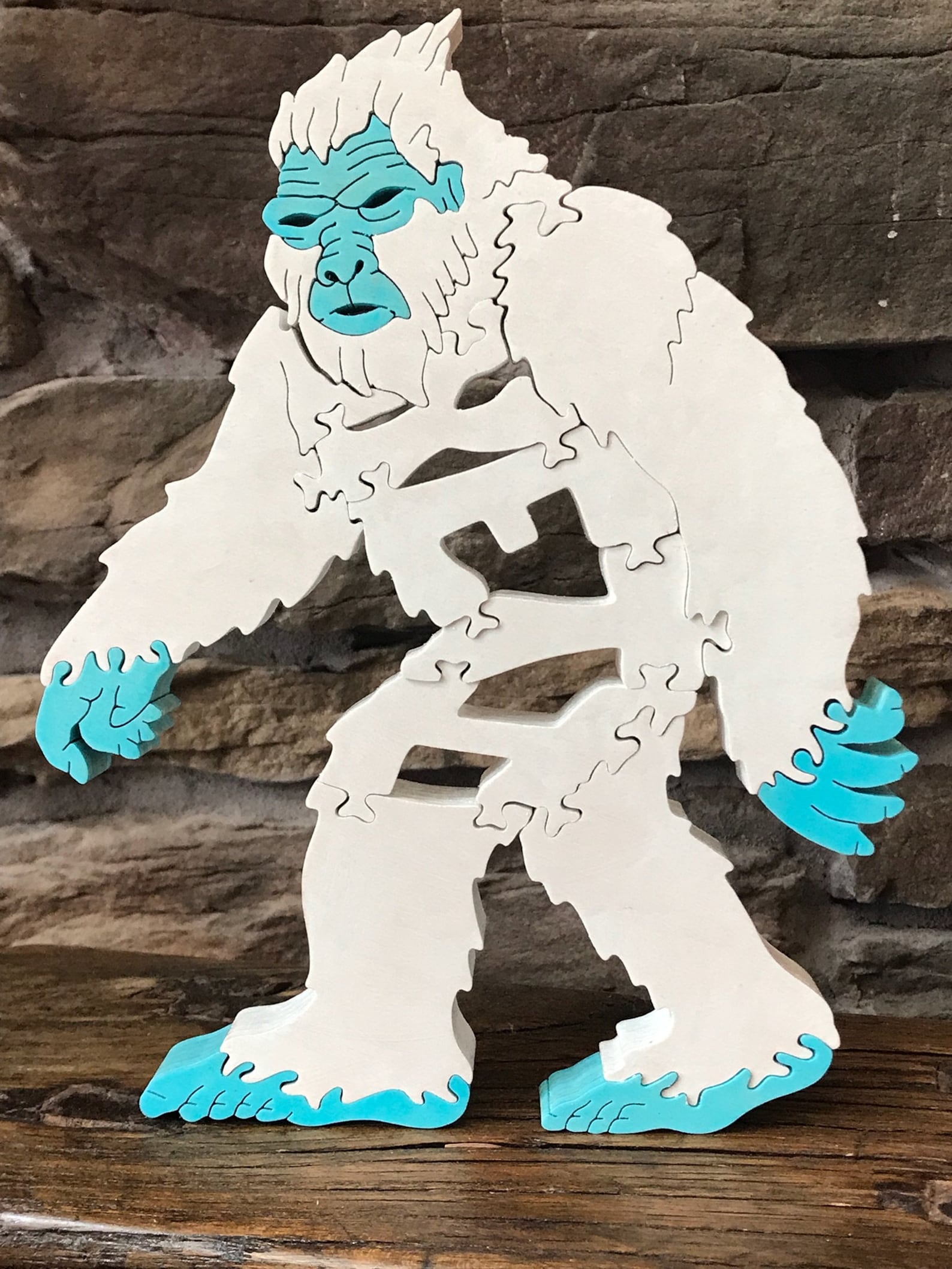 Yeti Abominable Snowman Fun Animal Puzzle Wooden Toy Hand Cut - Etsy