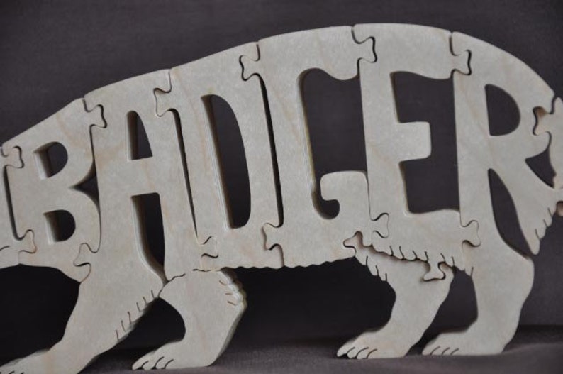 Badger Animal Wooden Puzzle Toy Hand Cut With Scroll Saw - Etsy