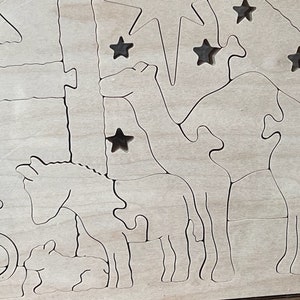 Unfinished Manger Stable Nativity Puzzle With Animals Wooden Hand Cut ...
