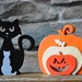 Jack O Lantern Pumpkin With Black Cat Halloween Fall Puzzle Wooden Toy ...