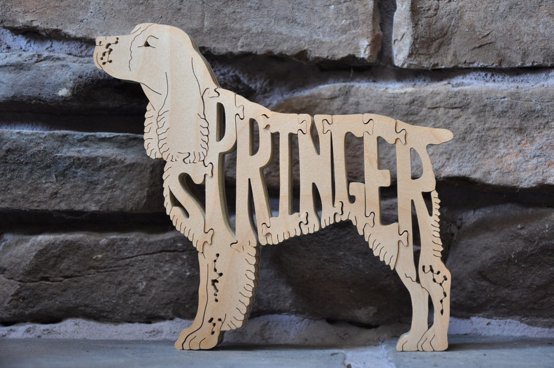 NEW Springer Spaniel Hunting Dog Puzzle Wooden Toy Hand Cut Figurine ...