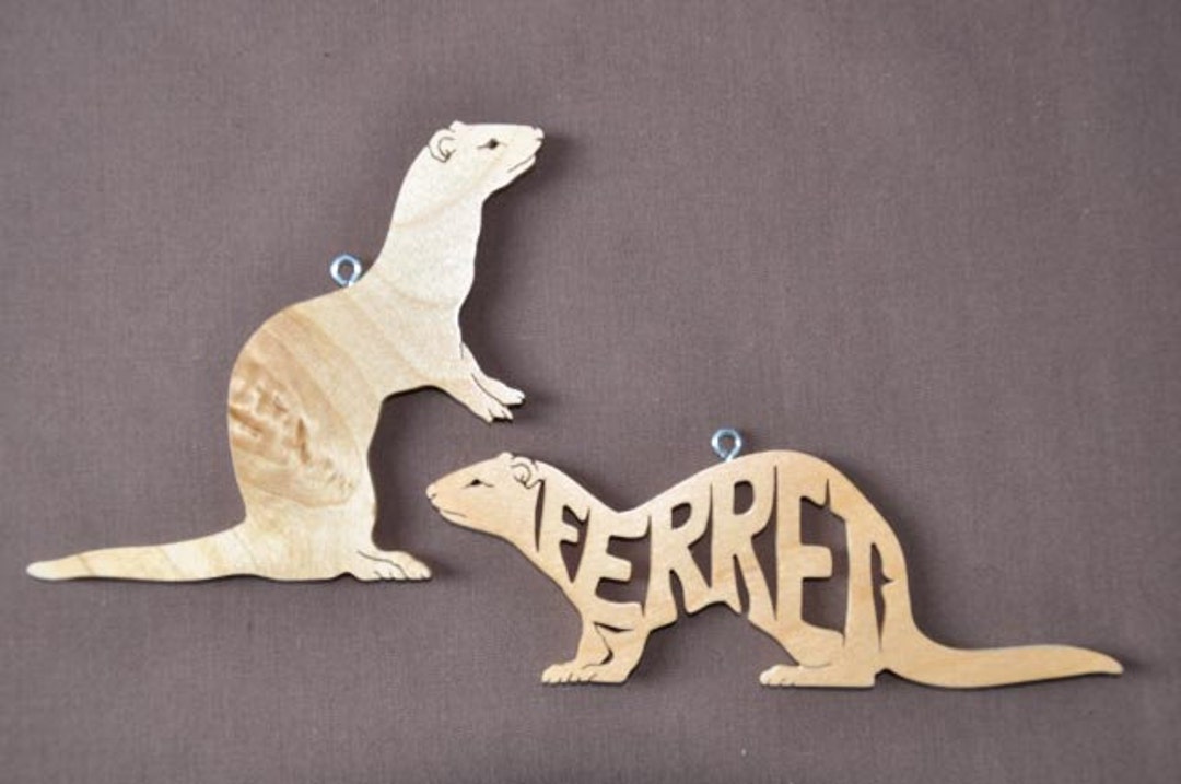 Ferret Ornaments Set Animal Wood Hand Cut Pair Christmas Decor - Etsy