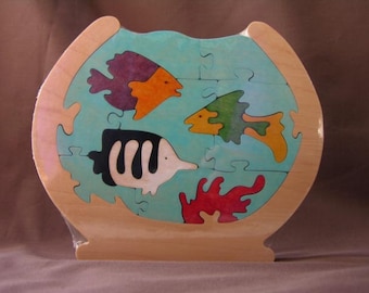 Large Tropical Fish Colorful Wood Puzzle Toy Hand Cut With | Etsy