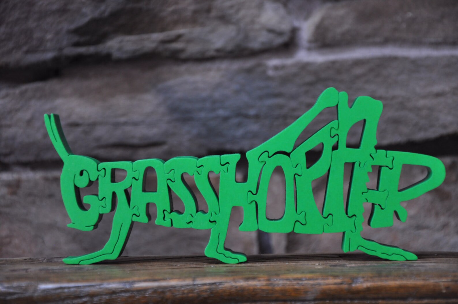 Grasshopper Insect Wooden Puzzle Toy Hand Cut Figurine Nature - Etsy