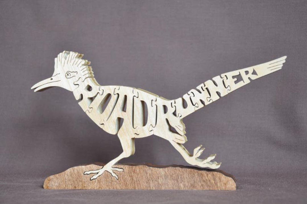 Roadrunner Bird Wooden Puzzle Toy Hand Cut With Scroll Saw Figurine Art ...