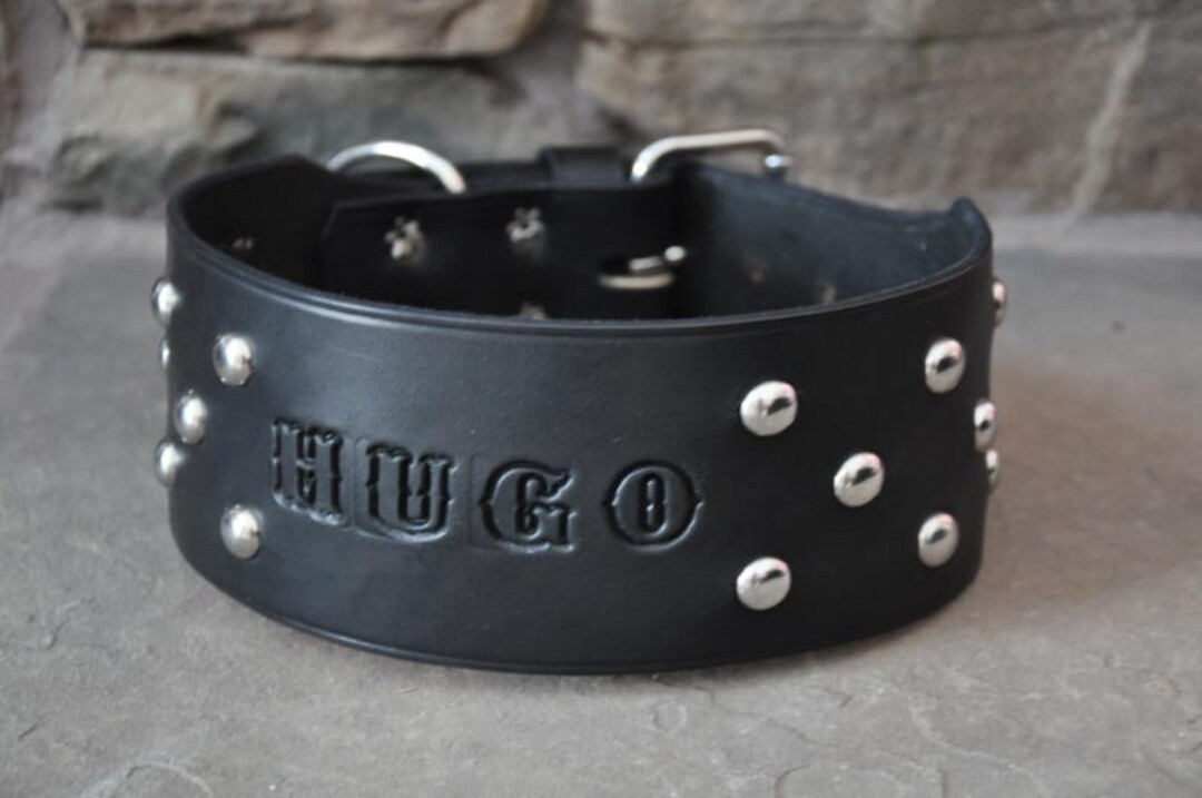 Extra Wide Dog Collar With Spots Custom Made Leather 3 Inches Wide With ...