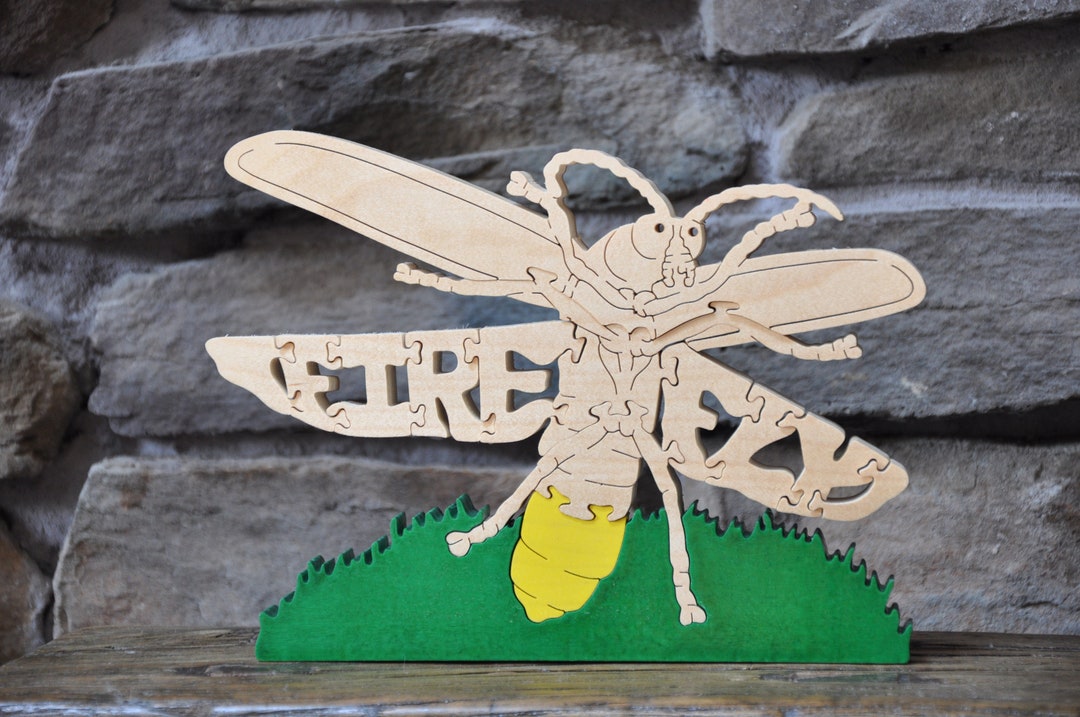 Firefly Fun Lightning Bug Summer Puzzle Wooden Toy Hand Cut Figurine ...