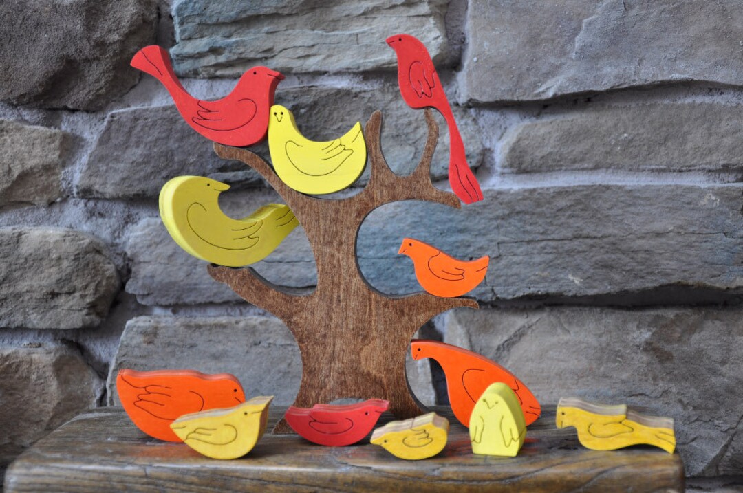 Beautiful Natural Birds With Fall Tree Puzzle Color Choice Toy Hand Cut ...