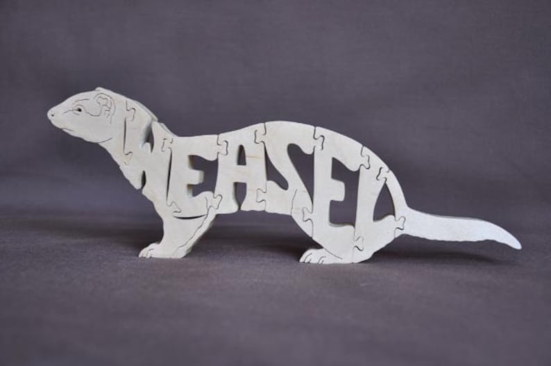 Weasel Ermine Stoat Animal Puzzle Wooden Toy Hand Cut Figurine - Etsy
