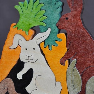 Bunch of Bunny Rabbits Easter Animal Puzzle Wooden Toy Hand Cut With ...
