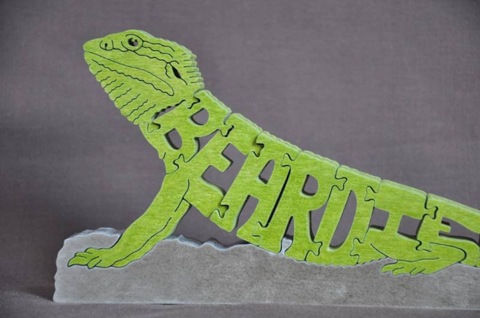 Bearded Dragon Beardie Lizard Wood Puzzle Hand Cut Figurine - Etsy