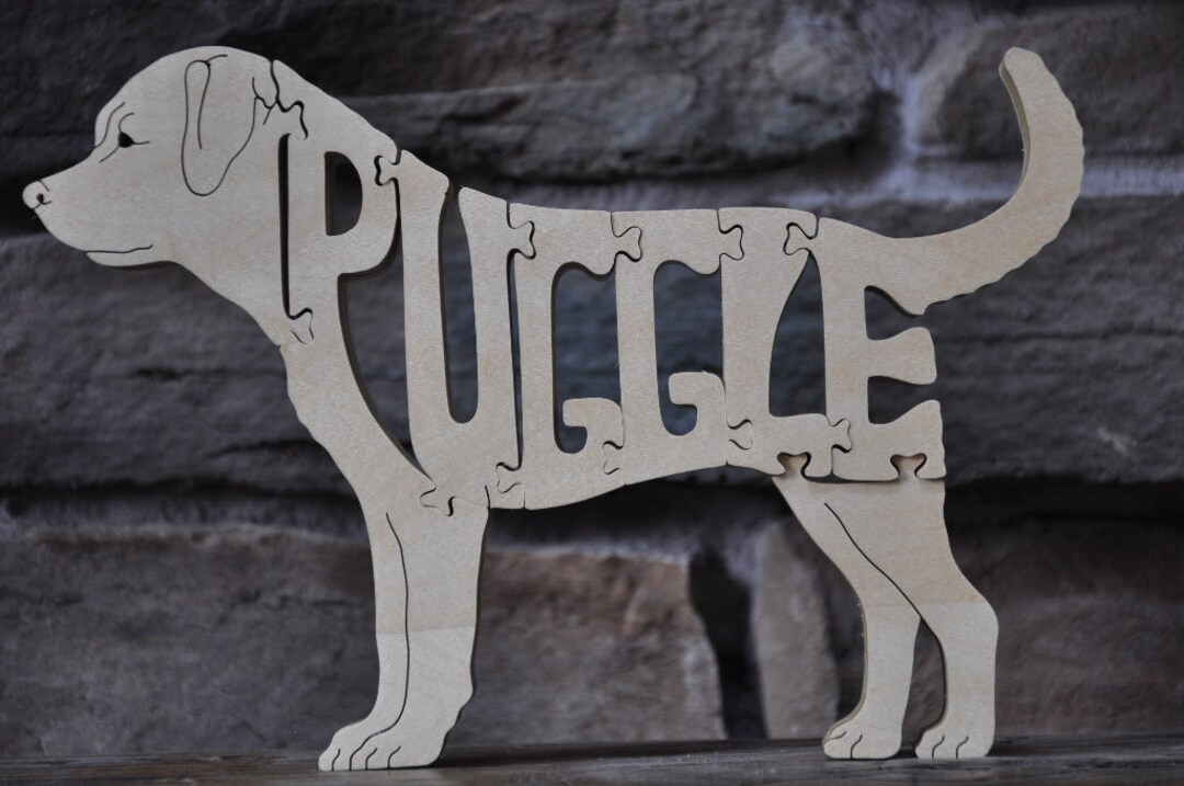 Puggle Beagle Pug Dog Animal Puzzle Wooden Toy Hand Cut With Scroll Saw ...