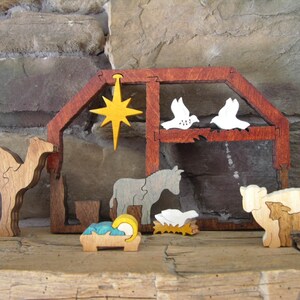 Unfinished Manger Stable Nativity Puzzle With Animals Wooden Hand Cut ...