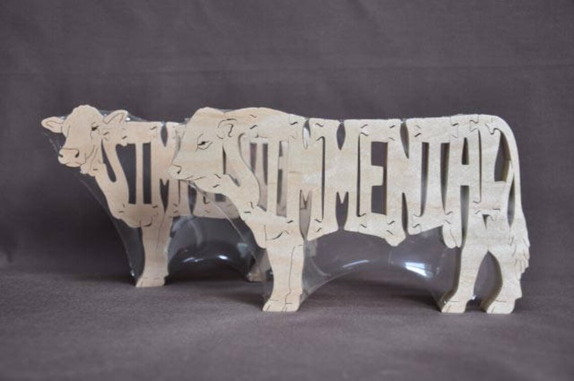 Simmental Cow or Bull Cattle Puzzle Wooden Toy Hand Cut Farm Art ...