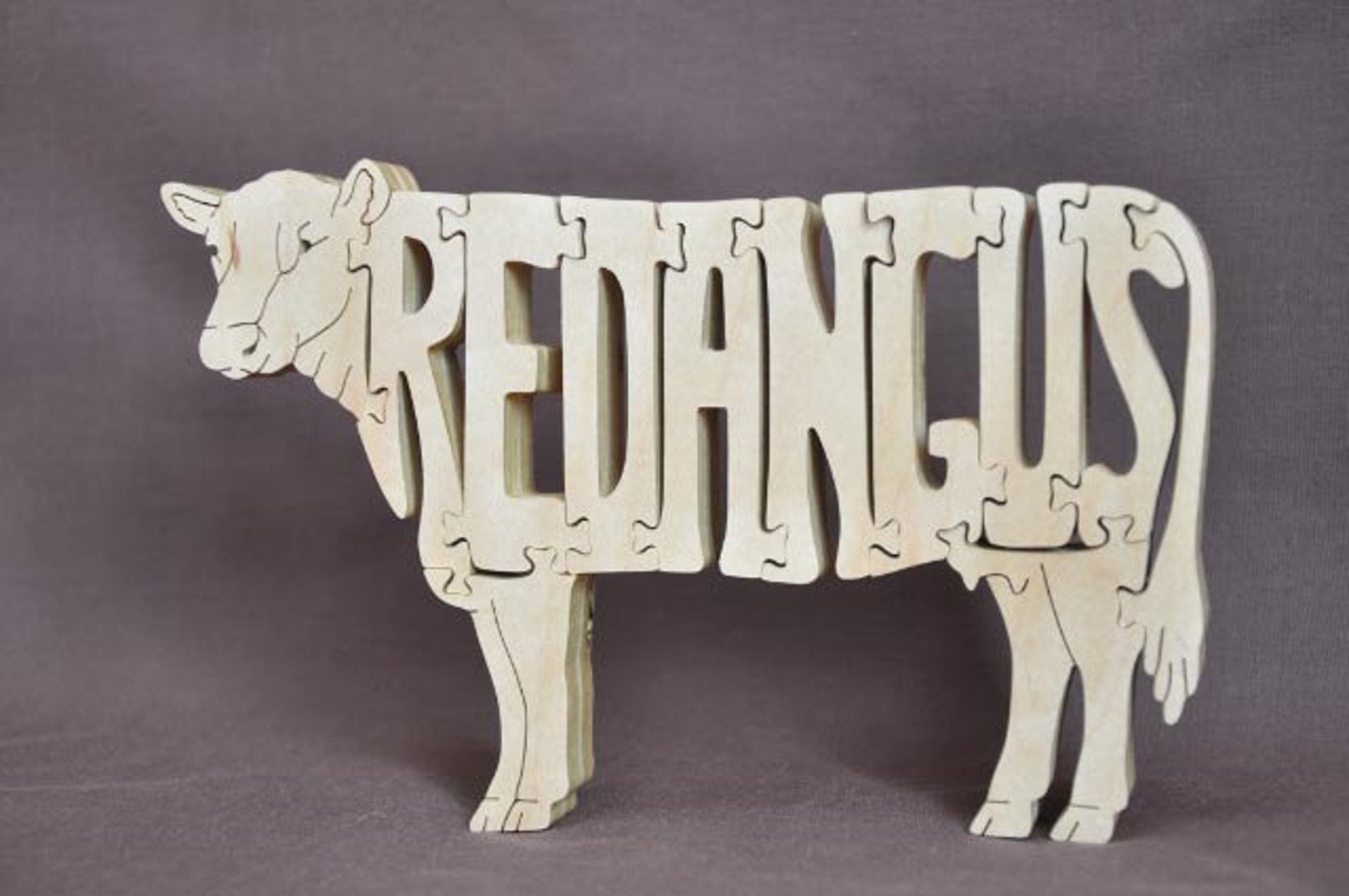Angus or Red Angus Cow or Bull Cattle Puzzle Wooden Toy Hand | Etsy