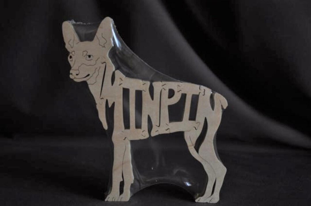 Miniature Pinscher Min Pin Dog Puzzle Wooden Toy Hand Cut With Scroll ...