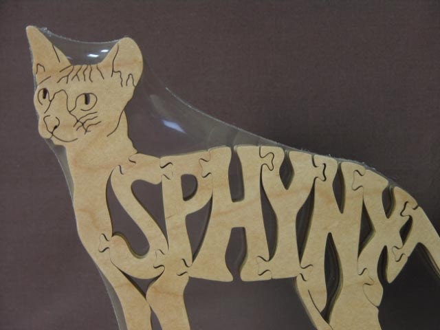 Sphynx Cat Puzzle Wooden Toy Cut with Scroll Saw Art Figurine | Etsy