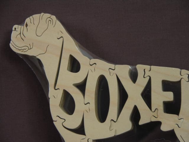 Boxer Wooden Dog Toy Puzzle Hand Cut Figurine Art - Etsy