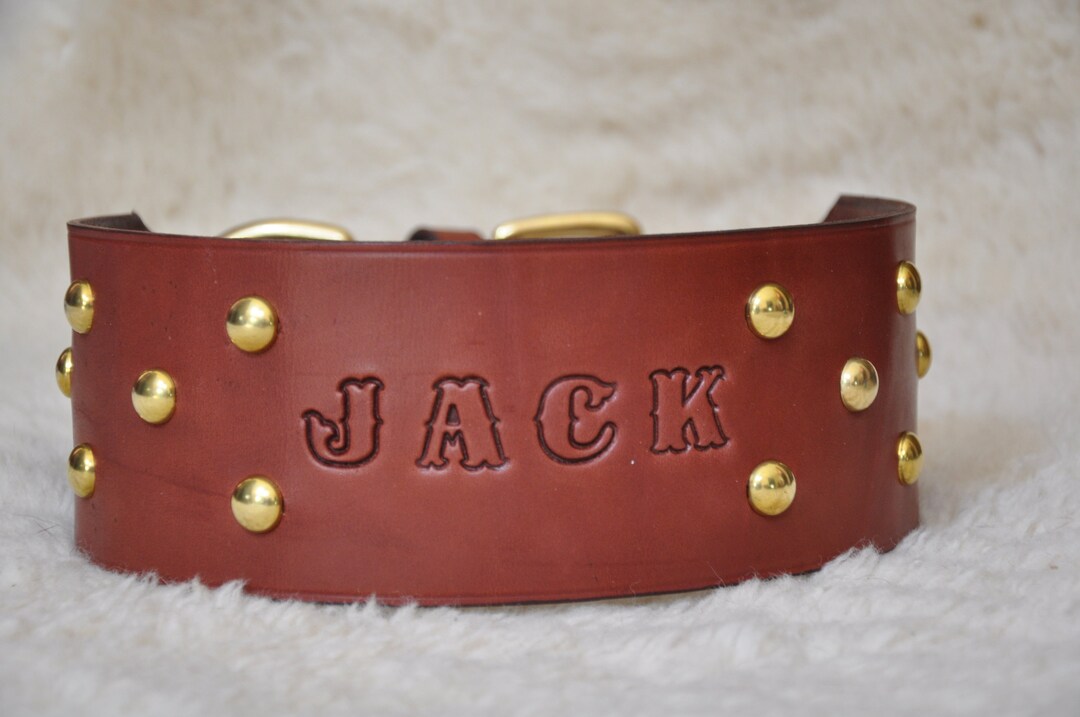 Dog Collar Extra Wide Custom Made Leather With Group Spots 3 Inches ...