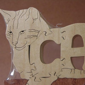 Cat Puzzle Wooden Toy Hand Cut With Scroll Saw Figurine Art - Etsy