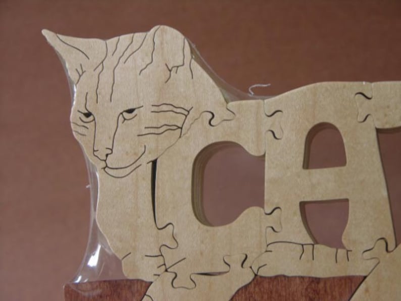 Cat Puzzle Wooden Toy Hand Cut With Scroll Saw Figurine Art - Etsy