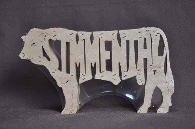 Simmental Cow or Bull Cattle Puzzle Wooden Toy Hand Cut Farm Art ...