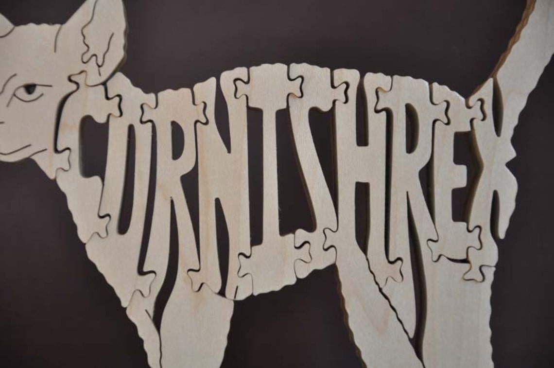 Cornish Rex Cat Feline Wooden Animal Puzzle Toy Hand Cut Figurine Art ...