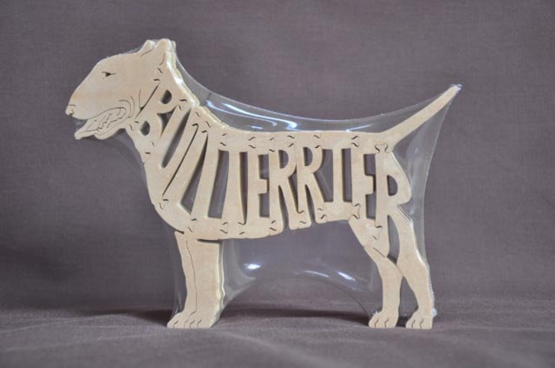 Bull Terrier Dog Puzzle Wooden Toy Hand Cut Figurine Art - Etsy