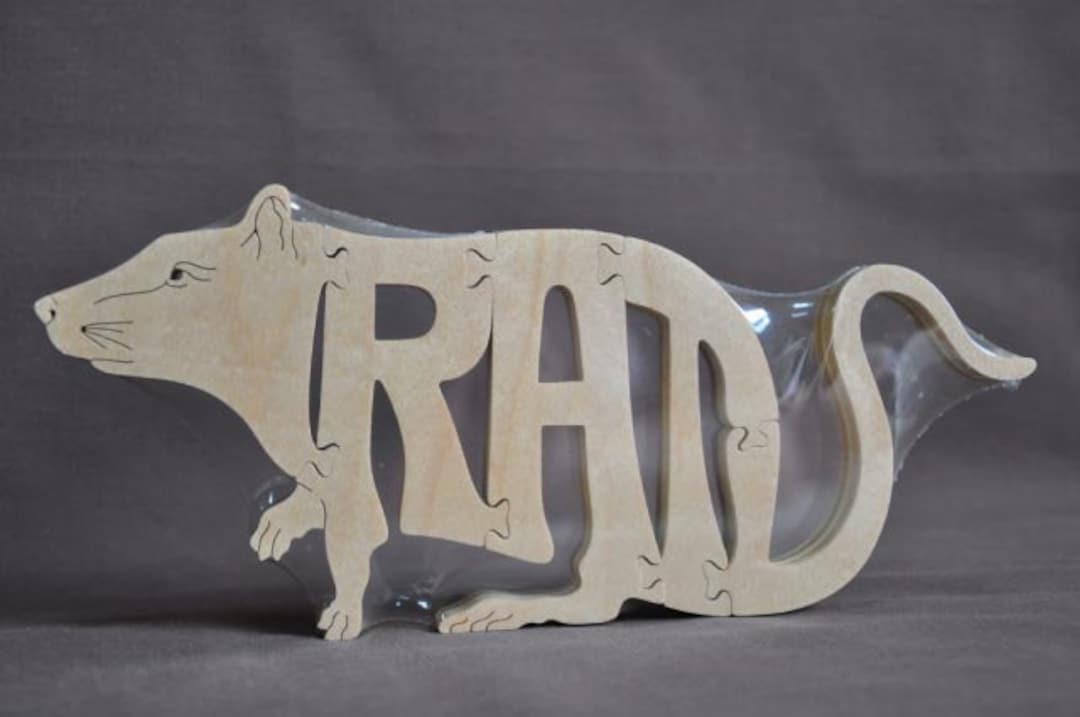 Rat Rodent Puzzle Wooden Toy Hand Cut With Scroll Saw Figurine - Etsy