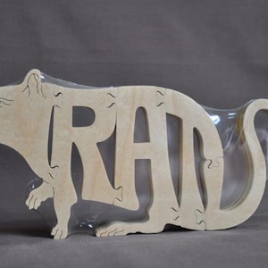 Rat or Year of the Rat Rodent Puzzle Wooden Toy Hand Cut With Scroll ...