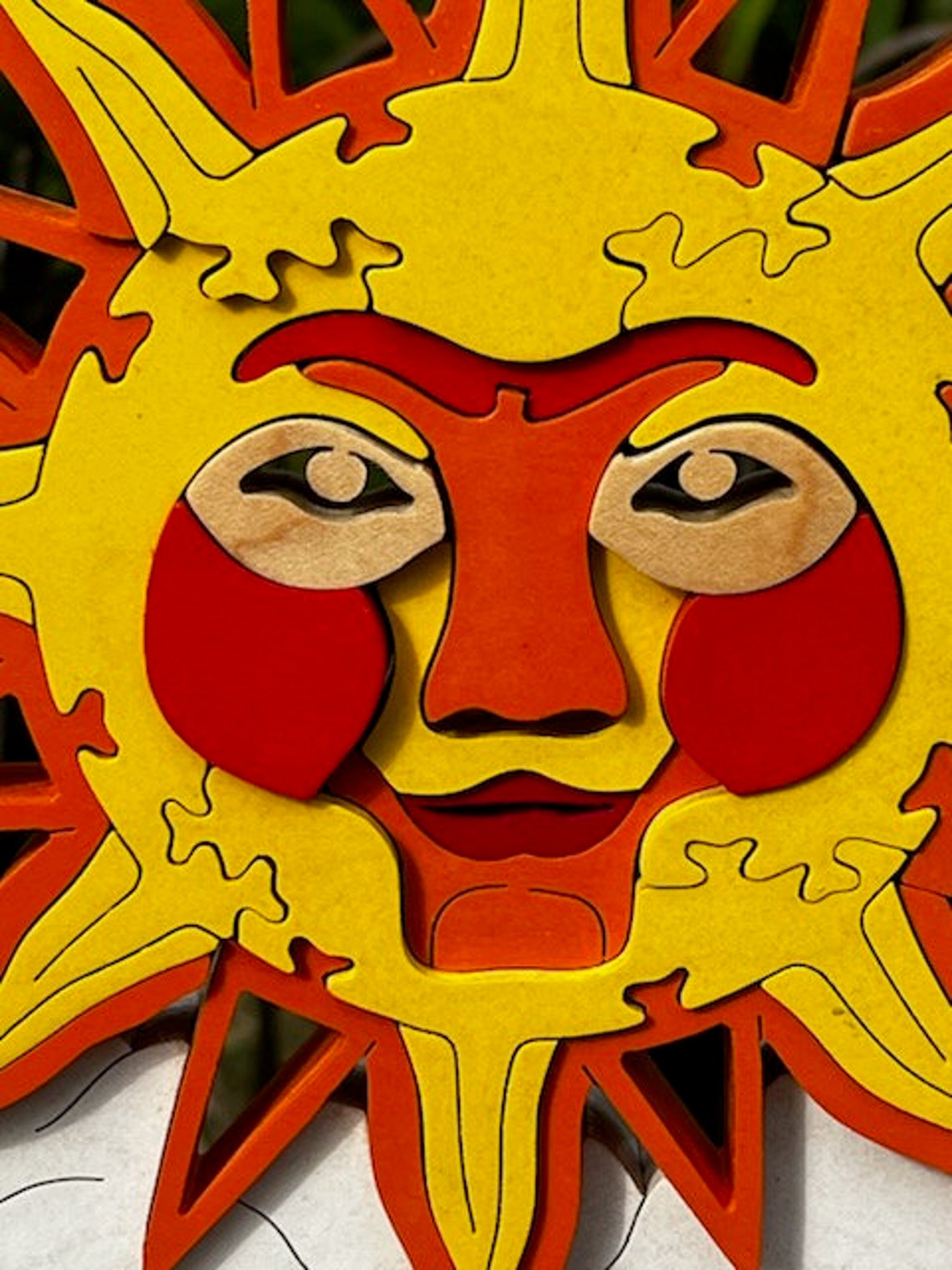 Summer Sun Face Solar Figurine Decor Hand Cut Wooden Puzzle - Etsy