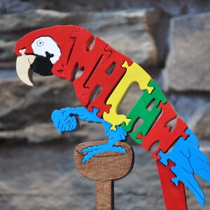 Macaw Parrot Bird Animal Puzzle Wooden Toy Hand Cut Figurine Art ...