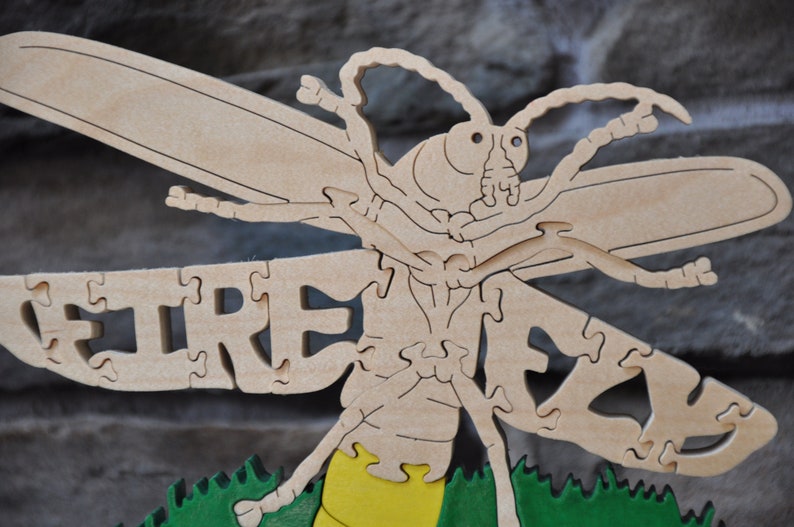 Firefly Fun Lightning Bug Summer Puzzle Wooden Toy Hand Cut Figurine ...