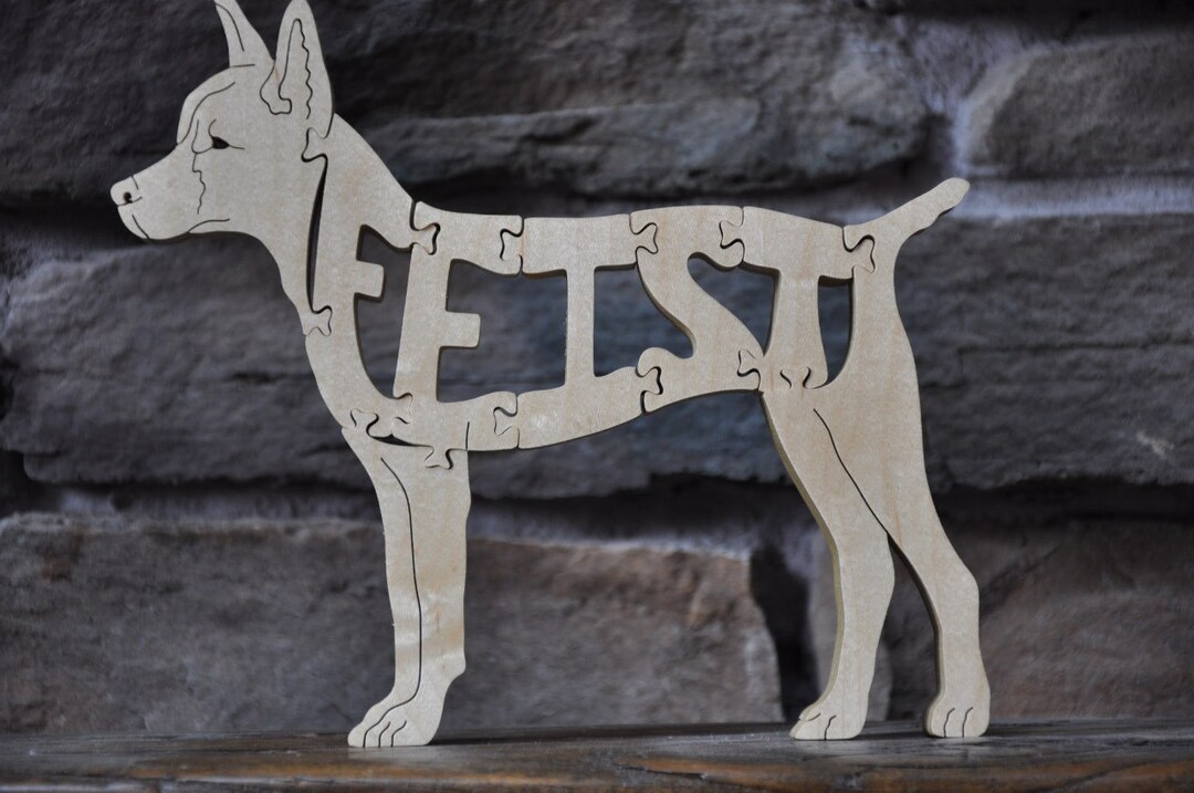 Feist Squirrel Hunting Dog Animal Puzzle Wooden Toy Hand Cut With ...