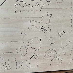 Unfinished Manger Stable Nativity Puzzle With Animals Wooden Hand Cut ...