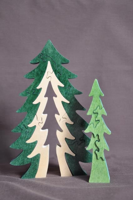 Beautiful Natural Pine Christmas Tree Puzzle Wooden Toy | Etsy
