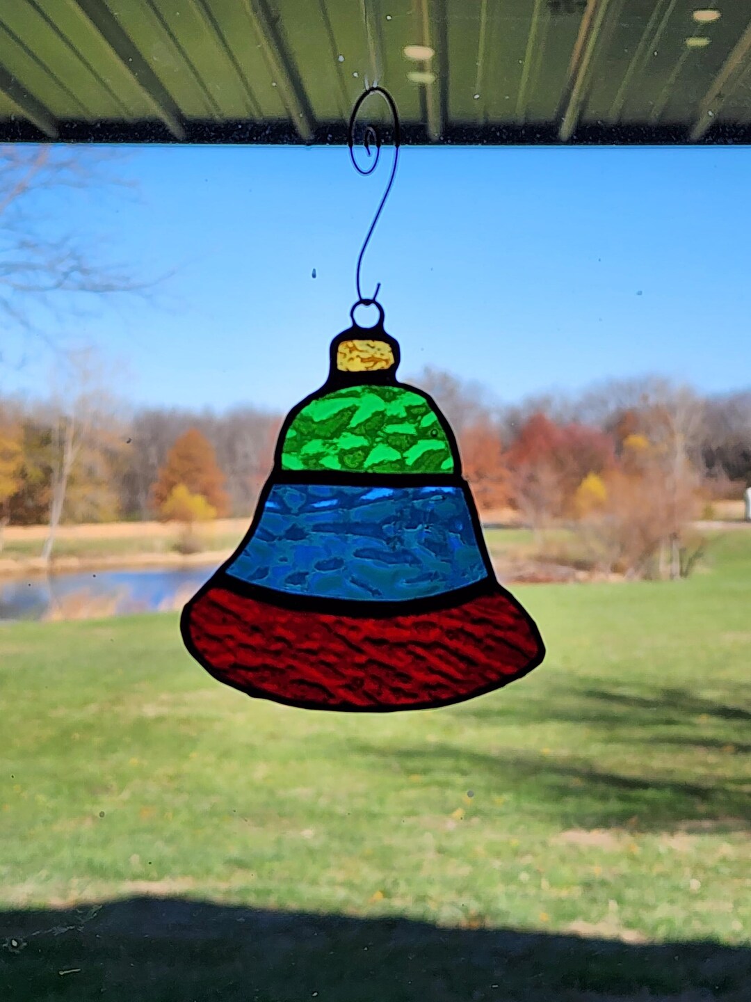 Stained Glass Christmas Bell Ornament - Etsy