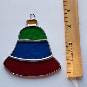 Stained Glass Christmas Bell Ornament - Etsy