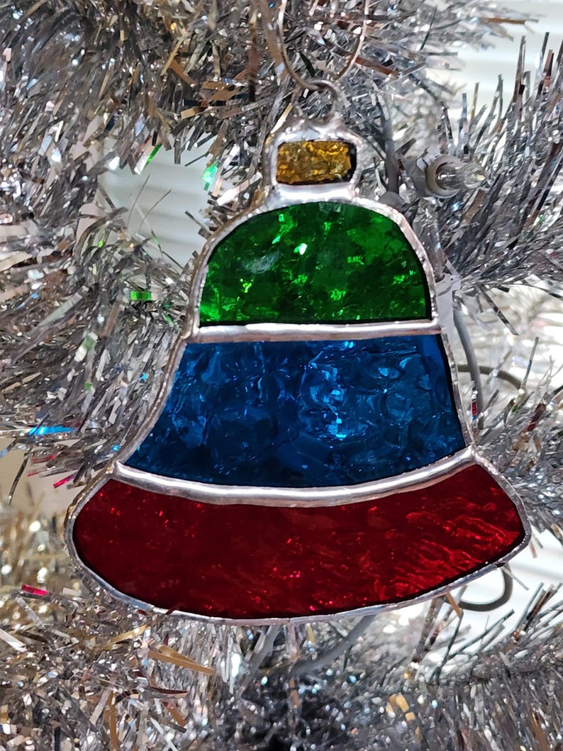 Stained Glass Christmas Bell Ornament - Etsy