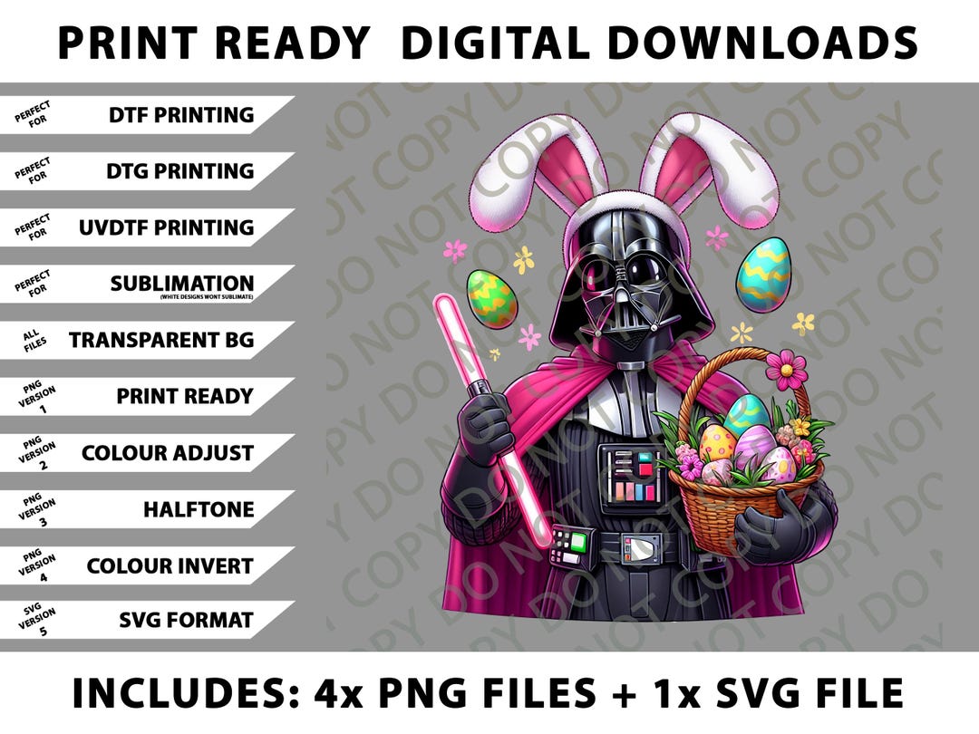 Darth Vader Easter Bunny Png Bundle, SVG Files, Digital Downloads - Etsy