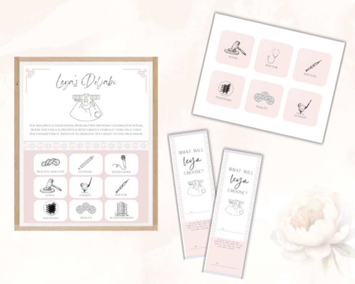 Personalized Doljabi BUNDLE , Korean First Birthday, Printable and ...
