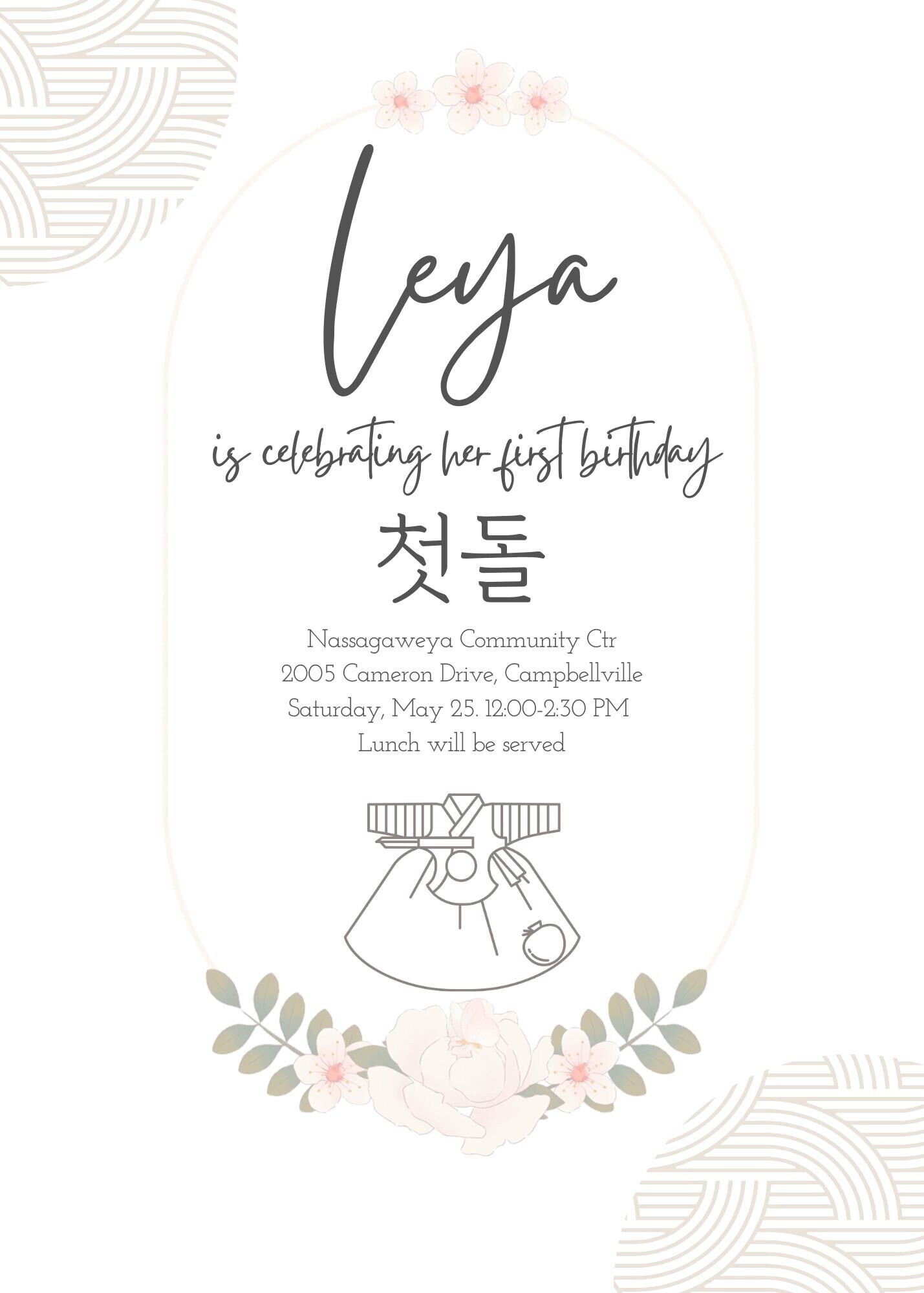 Korean Dohl Invitation, Korean First Birthday, Printable & Editable ...