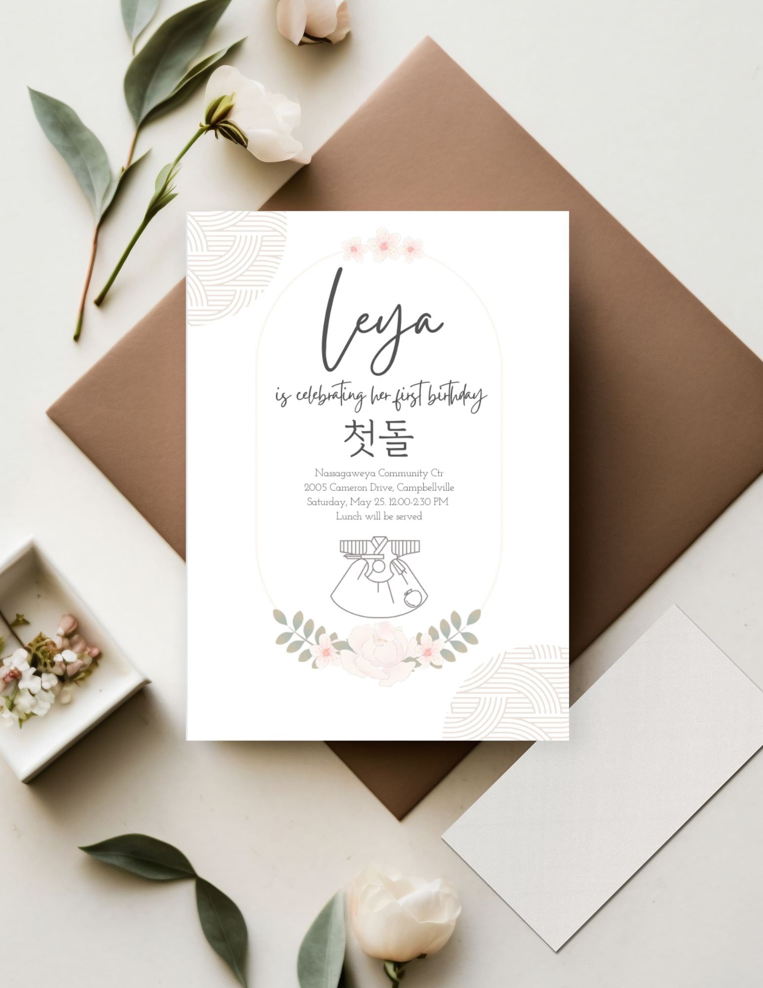 Korean Dohl Invitation, Korean First Birthday, Printable & Editable ...