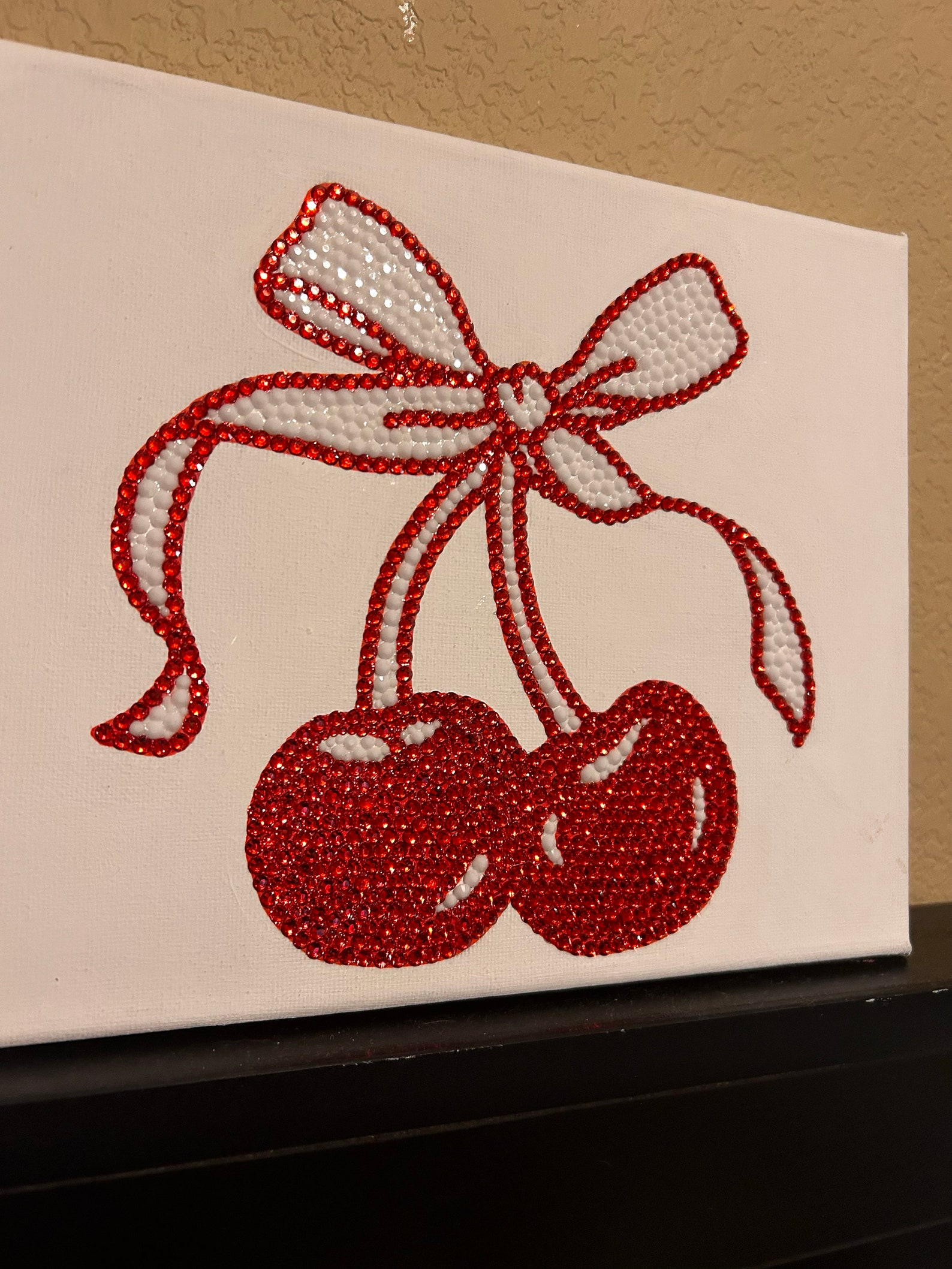 Rhinestone Canvas Art Kit Cherry Ribbon - Etsy