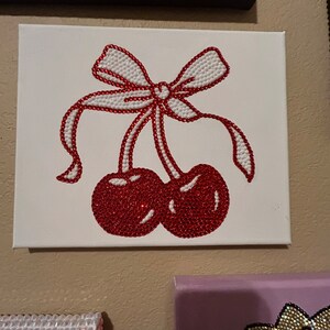 Rhinestone Canvas Art Kit Cherry Ribbon - Etsy