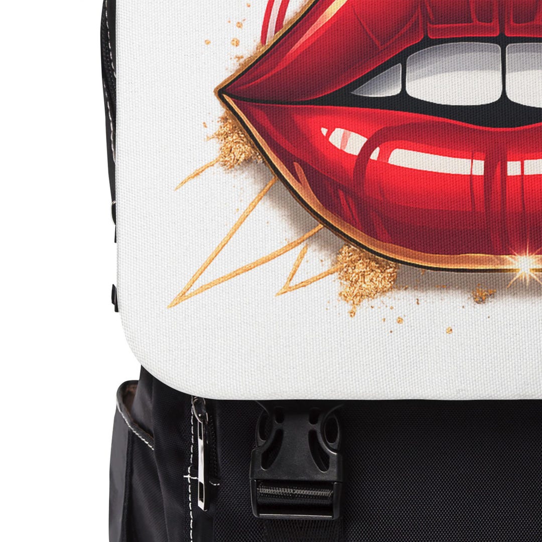 Red Glossy Lips Backpack | Kiss Graphic Shoulder Bag - Etsy